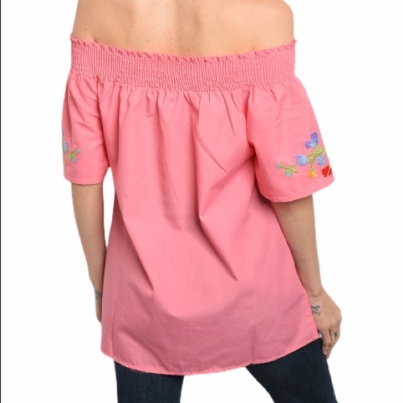 Tops | S M L Pink Off The Shoulder Top Floral Top Nwt | Poshmark